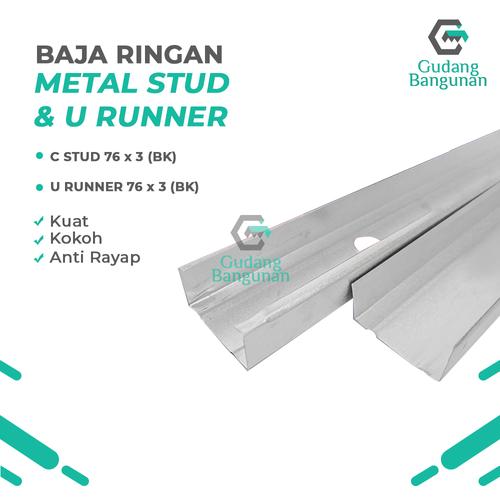 Jual METAL STUD RANGKA PARTISI GYPSUM 76 x 3 - U RUNNER 76 X 3 ...