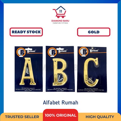Jual Abjad / Alfabet / Nomor Rumah Gold Minimalis A - Z - Kota ...