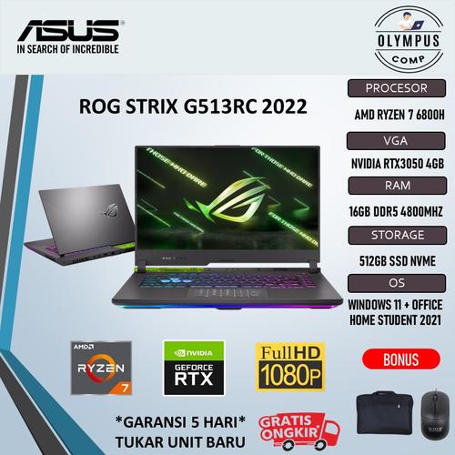 Jual Asus Rog Strix g513rc RTX3050 Ryzen 7 6800H 16b 512ssd 15.6fhd ...