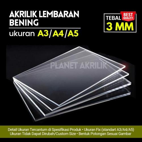 Jual AKRILIK LEMBARAN BENING ukuran A3/A4/A5 | Tebal 3 MM - A5 (21x14.8cm) - Kota Denpasar ...