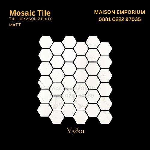 Jual MOSAIC KERAMIK VIVA HEXAGON PUTIH CORAK / mozaic mosaik mozaik ...