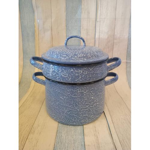 Jual Timbangan Panci Tim Susun 22cm Biru Burik Enamel Classic Vintage ...