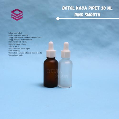Jual Botol pipet 30ml kaca frosted / Botol serum 30ml ring putih smooth ...