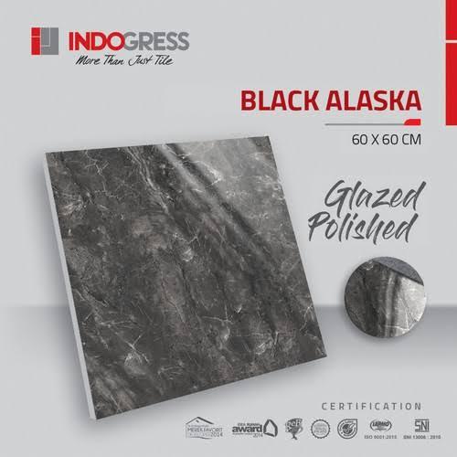 Jual granit 60x60 indogress lantai/dinding motif marmer black alaska ...