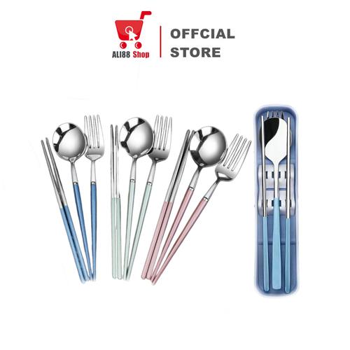 Jual ALI88 Alat Makan Korea Cutlery Set / Korean Sendok Garpu Sumpit ...
