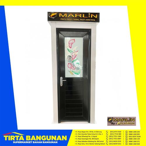 Promo PLATINUM/ MARLIN PINTU KAMAR MANDI PVC 70 X 200 CM BLACK 1/2 KACA ...