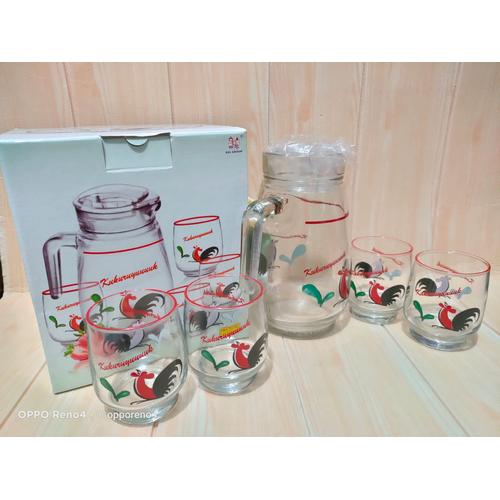 Jual Pitcher Set 5in1 Teko Kaca 1 Liter Air Minum Dan Gelas Kaca Set ...