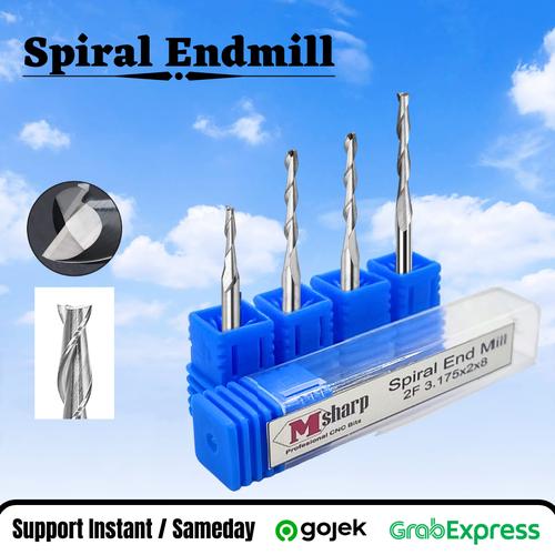 Promo end Mill 2 flute spiral 2mm endmill router cnc acrylic kayu ...