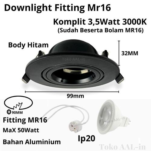 Jual Lampu Downlight Halogen MR16 - Hitam 3,5Wat 3K - Jakarta Barat ...