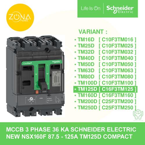 Jual MCCB NEW NSX160F SCHNEIDER 3P 125A 36KA TMD COMPACT C16F3TM125 - Jakarta Pusat - ZONA PANEL ...