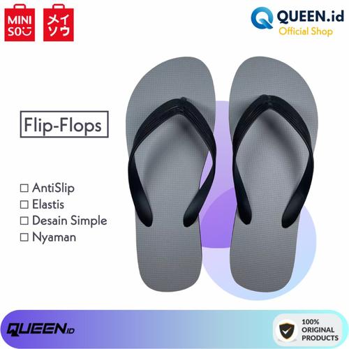 Jual Miniso Flip Flops Sandal Jepit Antislip Sendal Pria wanita - ABU ...