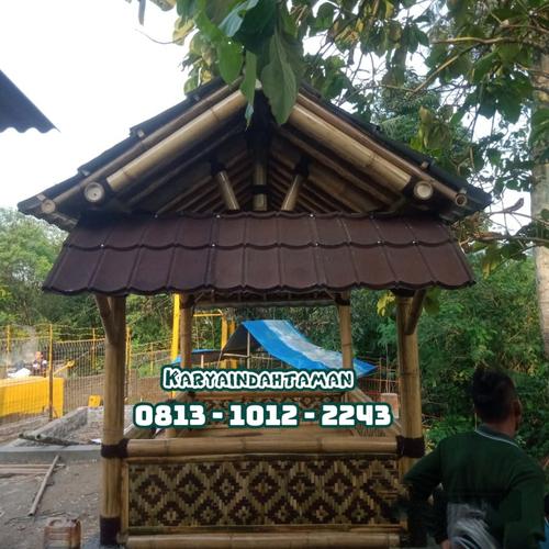 Jual Saung bambu atap genteng metal/Saung gazebo bambu atap genteng ...