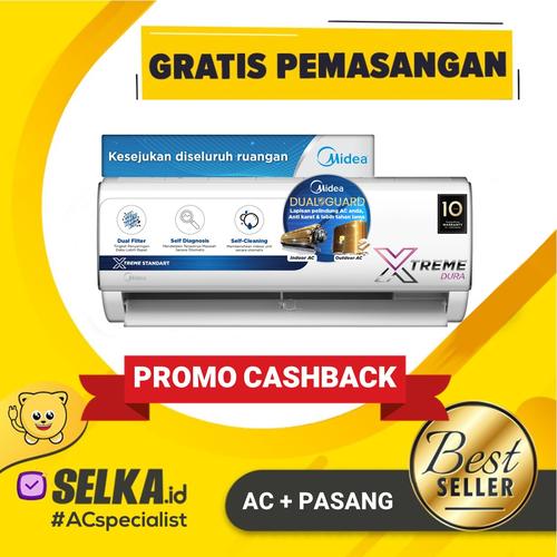 Promo AC MIDEA MSAF-09CRN2 + PASANG / 09 CRN2 AC SPLIT 1 PK STANDARD - PASANG 0.5mm Cicil 0% 3x ...