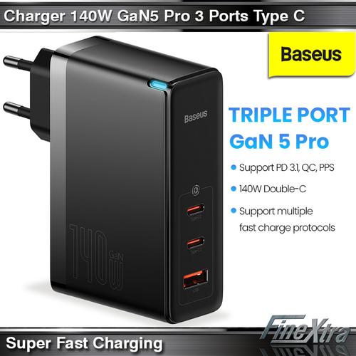 Jual BASEUS GaN 5 Pro 140W Fast Charger GaNFast 3 Ports Power Delivery ...