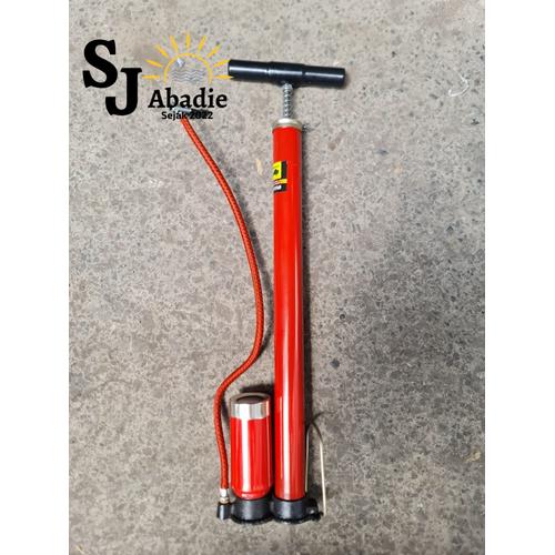 Jual Pompa Manual Ban Angin Sepeda Tabung + Meteran BISON Merah Besi ...