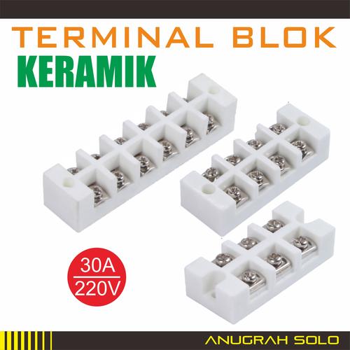Jual Terminal Keramik 3 pole 4pole 6 pole 30A 3P 4P 6P Terminal Tahan Panas - 3 Pole - Kab ...