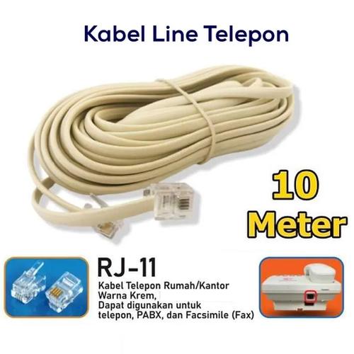 Jual Kabel LINE Telpon 10 m + Jack RJ 11/ Telepon Telfon Cable 10m+Jek ...