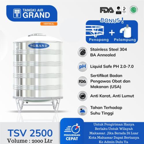 Jual Tandon Air Stainless Grand Vertikal 2000 Liter TSV 2500 - Kota ...