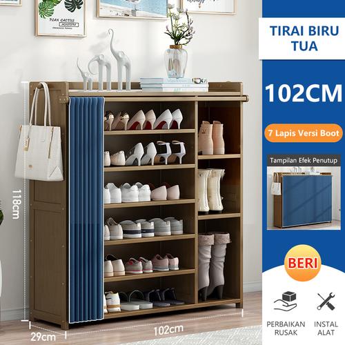 Jual Rak Sepatu Kayu Tahan Debu Lemari Sepatu Ekstra Tinggi Dan Lebar ...