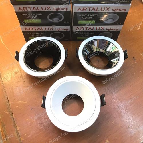 Jual kap lampu mr16 artalux trimless round armour downlight halogen sorot - Corong putih ...