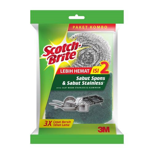 Jual Scotch-Brite 3M Combo Sabut Spons Cuci Piring + Sabut Stainless ID ...
