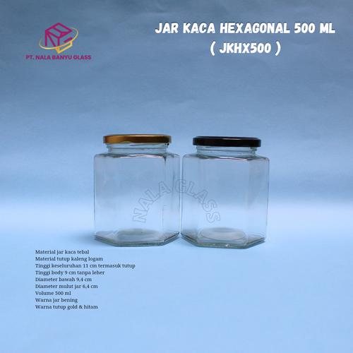 Jual JKHX500 botol Hexagonal 500ml / HEXAGONAL jar / botol madu selai ...