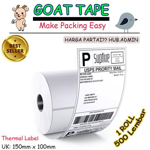 Jual Kertas Resi Label Thermal Barcode Roll A6 100x150mm isi 500 Pcs ...