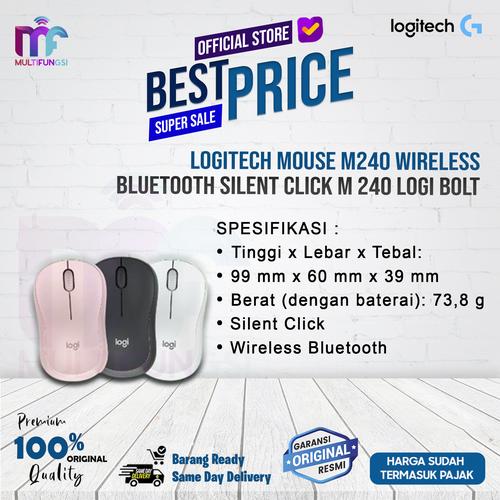 Jual Logitech Mouse M240 Wireless Bluetooth Silent Click M-240 Logi ...