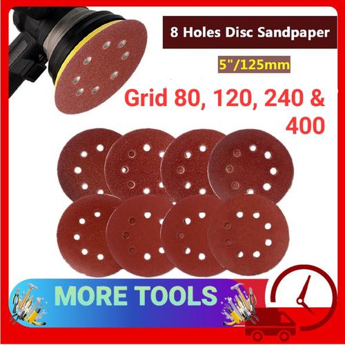 Jual Amplas Bulat Velcro 5 inch 8 lubang tempel Sanding Disc Orbital ...