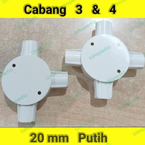 Jual T Dus Doos Tee Dus Listrik Cabang 3 & 4 Lubang Bulat 20 mm Putih ...
