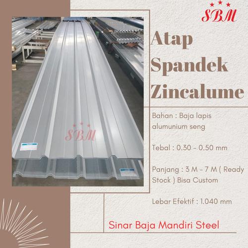 Jual ATAP ZINCALUME / ATAP SPANDEK Tebal 0,4mm Lebar Efektif 1M - Kota ...