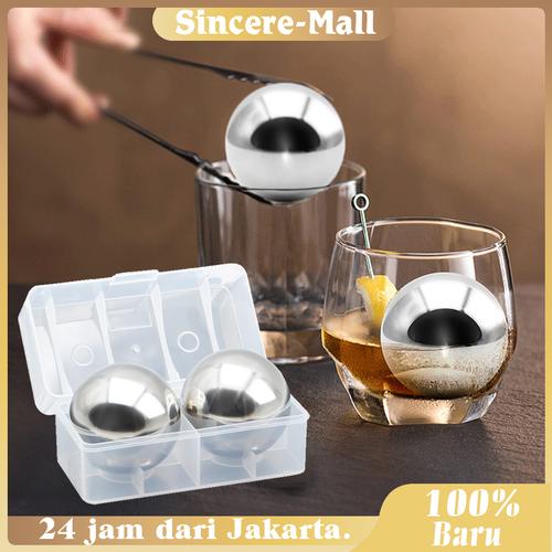 Jual Isi 2 Es Batu Bulat Silver Stainless / Reusable Ice Ball Untuk ...