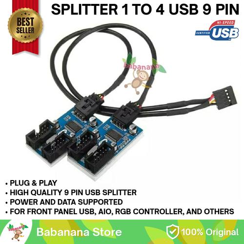 Jual Kabel USB Motherboard 9 pin Splitter 1 to 4 cabang front panel hub - 1 to 4 - Jakarta Utara ...