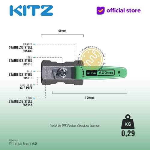 Promo Ball Valve SUS316 KITZ Fig. 600 UTKM , Drat / Screw - 3/4" - 20mm Cicil 0% 3x - Jakarta ...