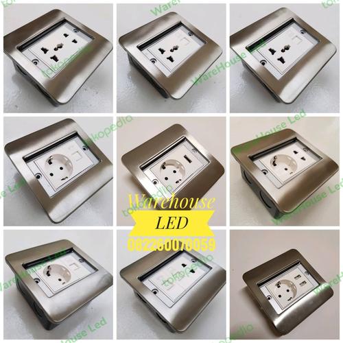 Promo Stop Kontak Lantai Meja 3 Modul HIDE isi Stopkontak 3PIN + DATA ...