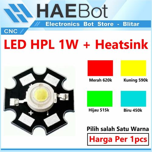 Jual [EBS] LED HPL 1 W Watt Merah Kuning Biru Hijau Heatsink 3V Lampu ...