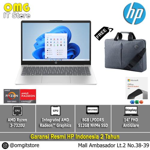 Promo HP 14-EM0333AU Ryzen 3 7320U 8GB 512GB SSD 14" FHD W11 Office ...