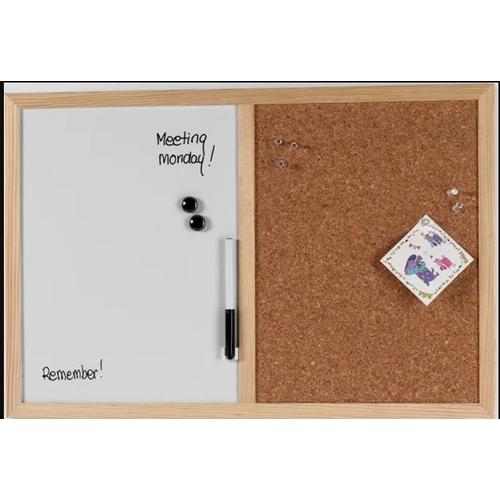 Jual CORK PIN BOARD PAPAN TULIS KAYU KOMBINASI WHITE 90X60 CM memo ...