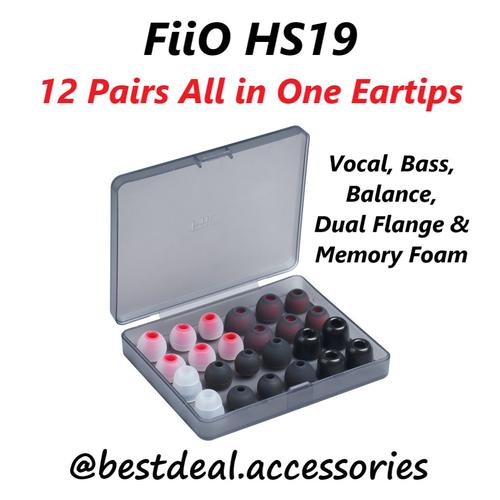 Jual FiiO HS19 Eartips Silicone Vocal Bass Memory Foam Dual Flange Ear ...