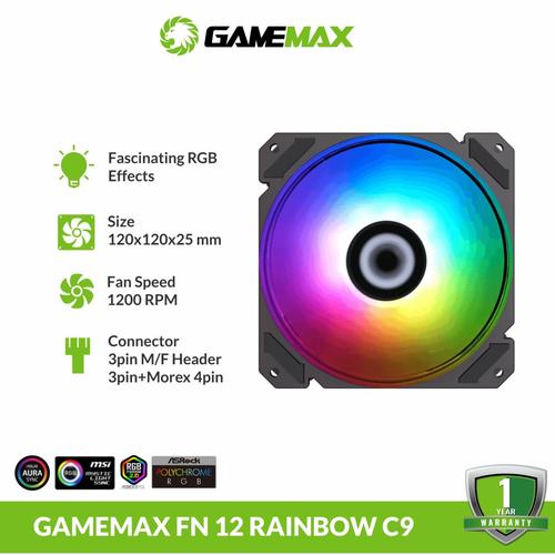 Jual Fan Casing 12Cm Gamemax FN-12Rainbow-C9 ARGB CPU Cooler Fan - Kota ...