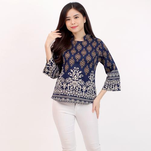 Jual Blouse Batik Wanita / Atasan Batik Cewek Modern 559 New BG - WHITE ...