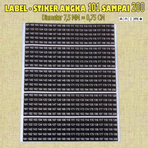 Jual LABEL / STIKER ANGKA WARNA - STICKER NUMBERING 101 SAMPAI 200 ...
