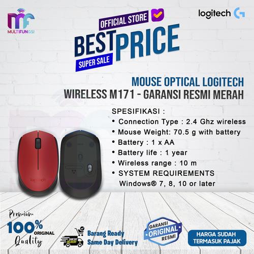 Jual Mouse Optical LOGITECH Wireless M171 - Garansi Resmi Merah - Merah ...