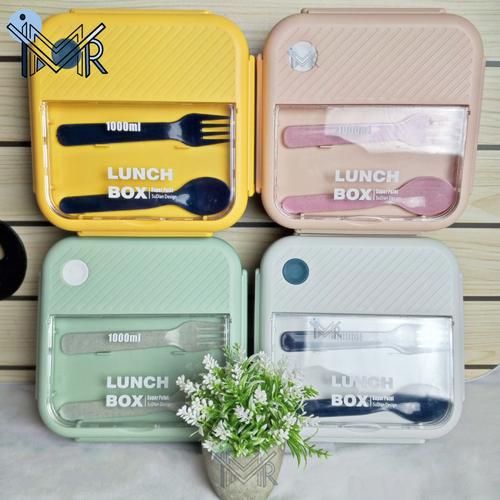 Jual KOTAK MAKAN/TEMPAT BEKAL MAKAN/LUNCH BOX KOTAK + FREE SENDOK & GARPU - Merah Muda - Jakarta ...