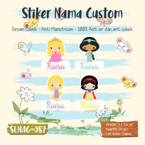 Jual sticker label nama anak waterproof princess cinderella SLNAG-087 ...
