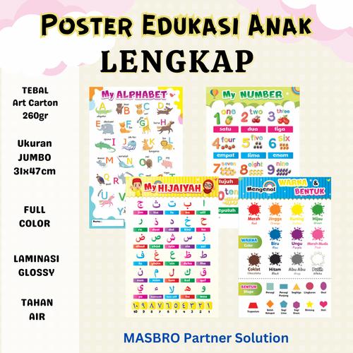 Jual Poster Edukasi Anak Tk Paud Lengkap Abc Angka Hijaiyah - Kab ...