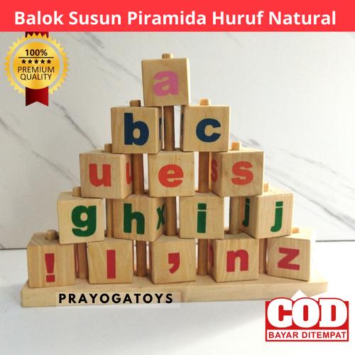 Jual Mainan Balok Susun Kayu Piramida Huruf Alfabet / Mainan Edukatif ...