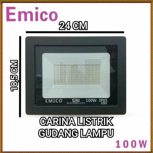 Jual EMICO LAMPU SOROT LED 100W FLOOD LIGHT 100 WAT CAHAYA PUTIH CDL ...