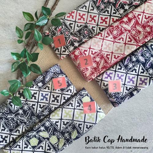 Jual Kain Batik Cap Handmade Liris Bunga Benji (Merah Coksu Ungu Hijau ...