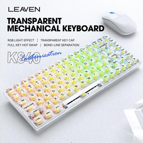 Jual LEAVEN K840 keyboard mechanical tkl rgb hotswap wired kristal ...